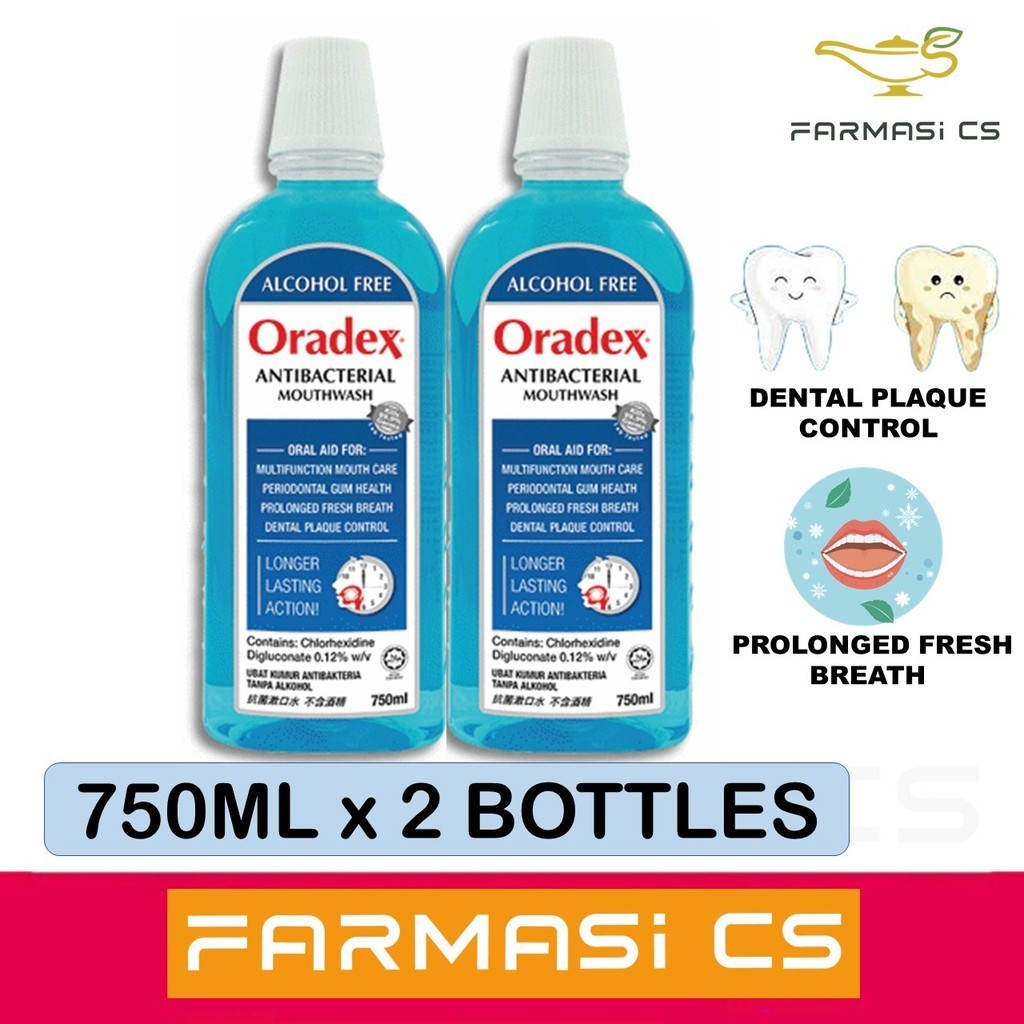 Oradex Antibacterial Mouthwash 750ml x 2 Bottles EXP:01/2028 [ alcohol ...