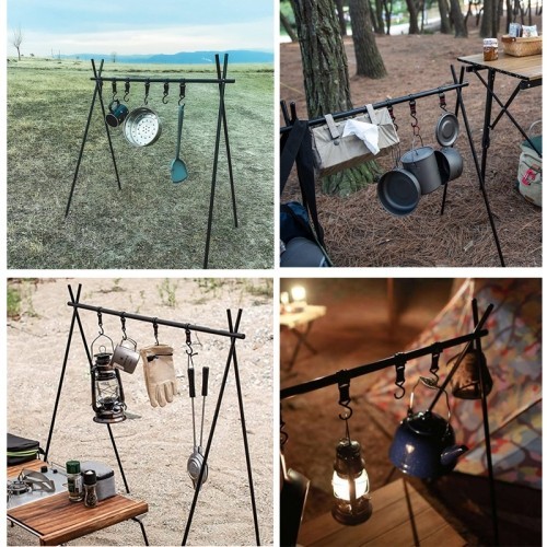 CAMPING HANGING RACK Aluminum Alloy Cookware Hanging Rack Picnic Bowl ...