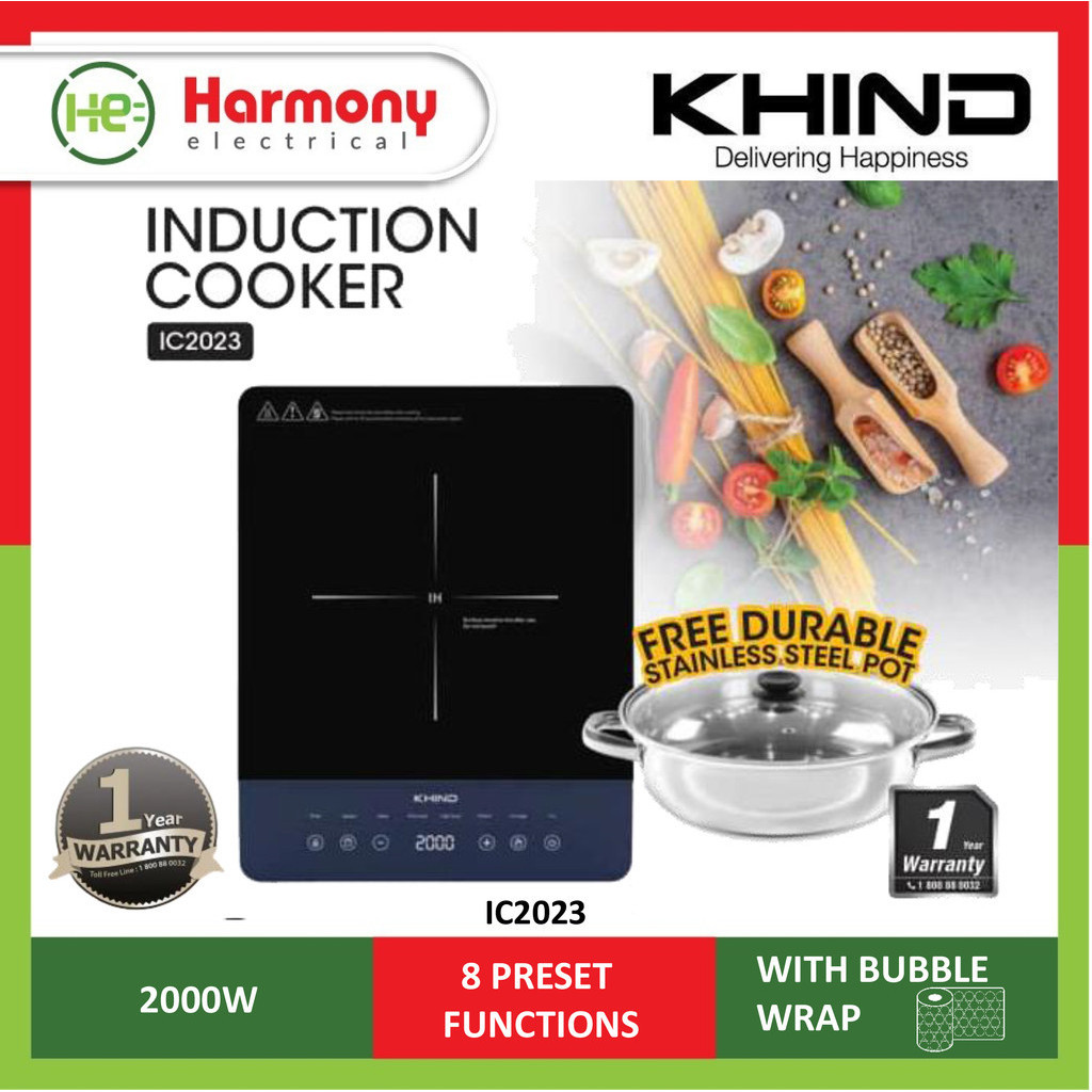Dapur Induksi KHIND 2000W IC2023 (PERSUMA Periuk Keluli) / Induction ...