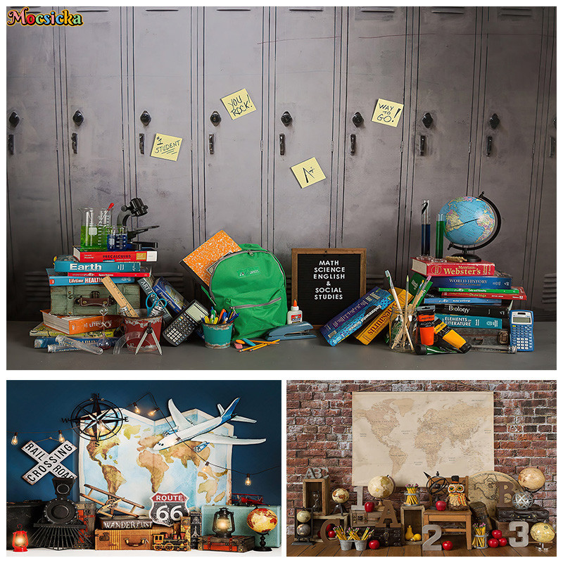 Graduation Season Photography Backgrounds Bookbags Maps Vintage Wall ...