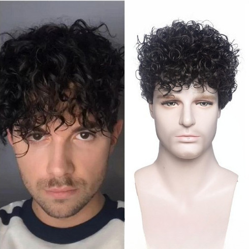 Wig fashion men's wigs in Europe and America handsome men's wigs fluffy ...
