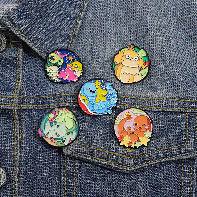 Anime Pokémon Enamel Brooch Starry Sky Wave Backpack Badge Clothing ...