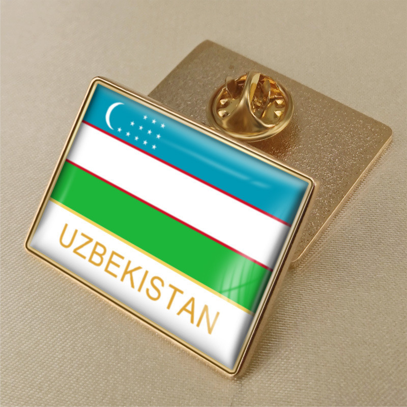 Uzbekistan Flag Crystal Drip Gum Emblem High-end Brooch Common Luxury ...