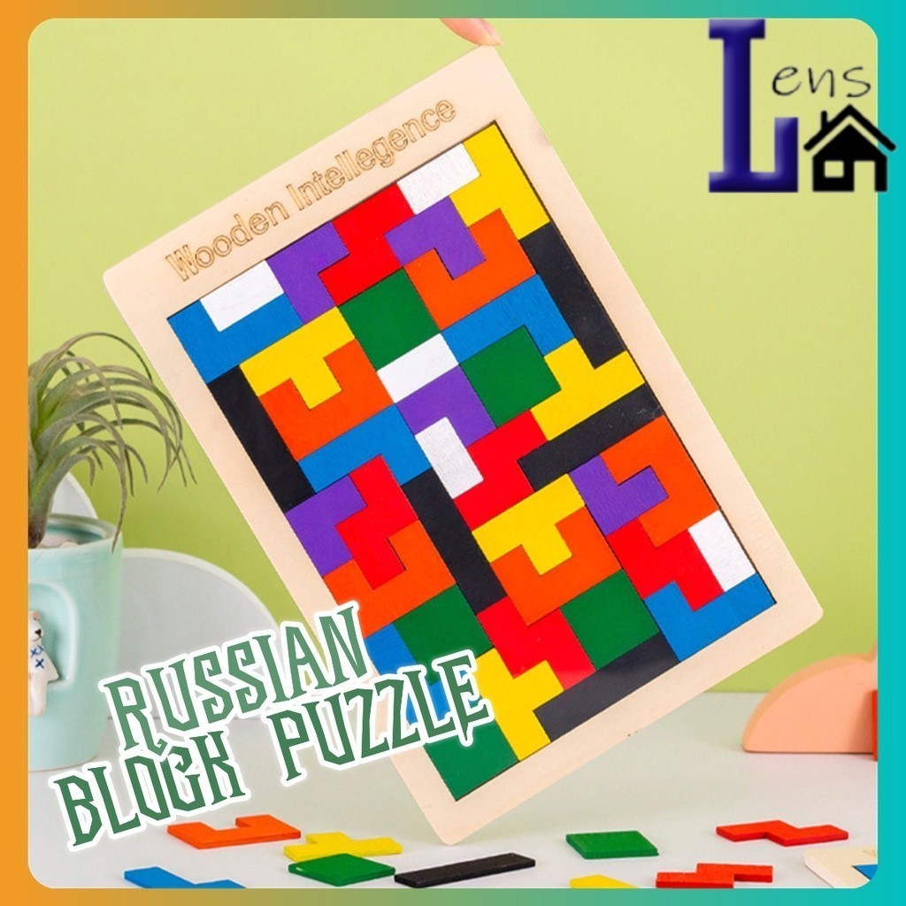Russian Blocks Wooden Puzzle Color Cognition Tangram Tetris Montessori ...