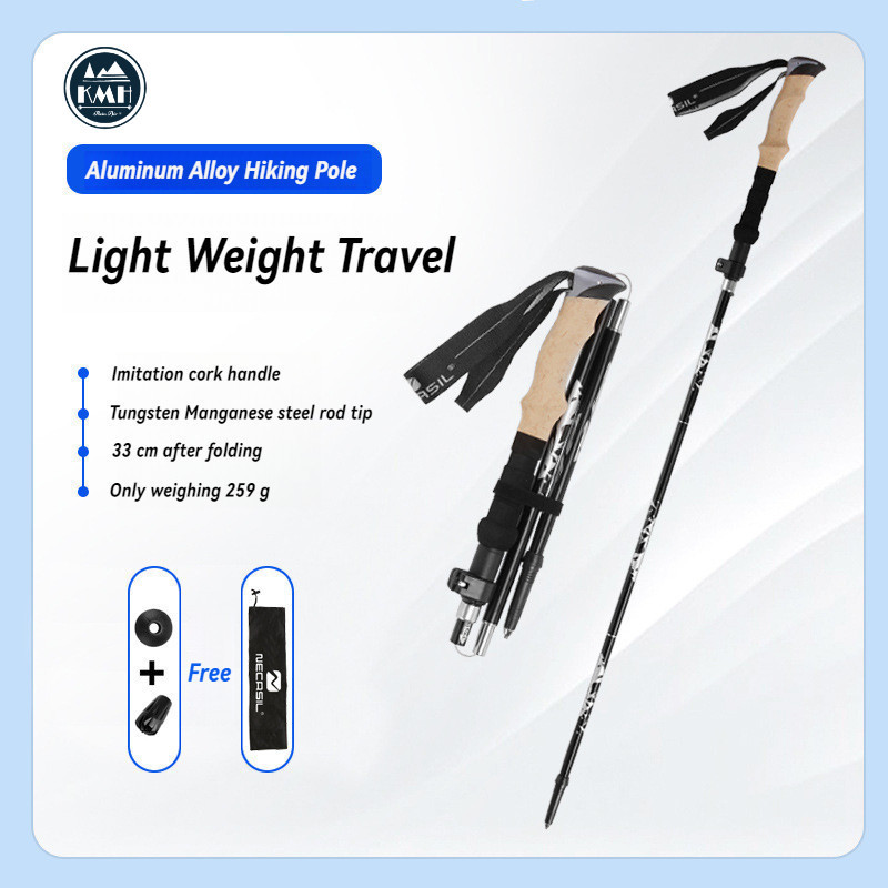 Outdoor Aluminum Alloy Five-Section Folding Alpenstock Cane Ultra Light ...