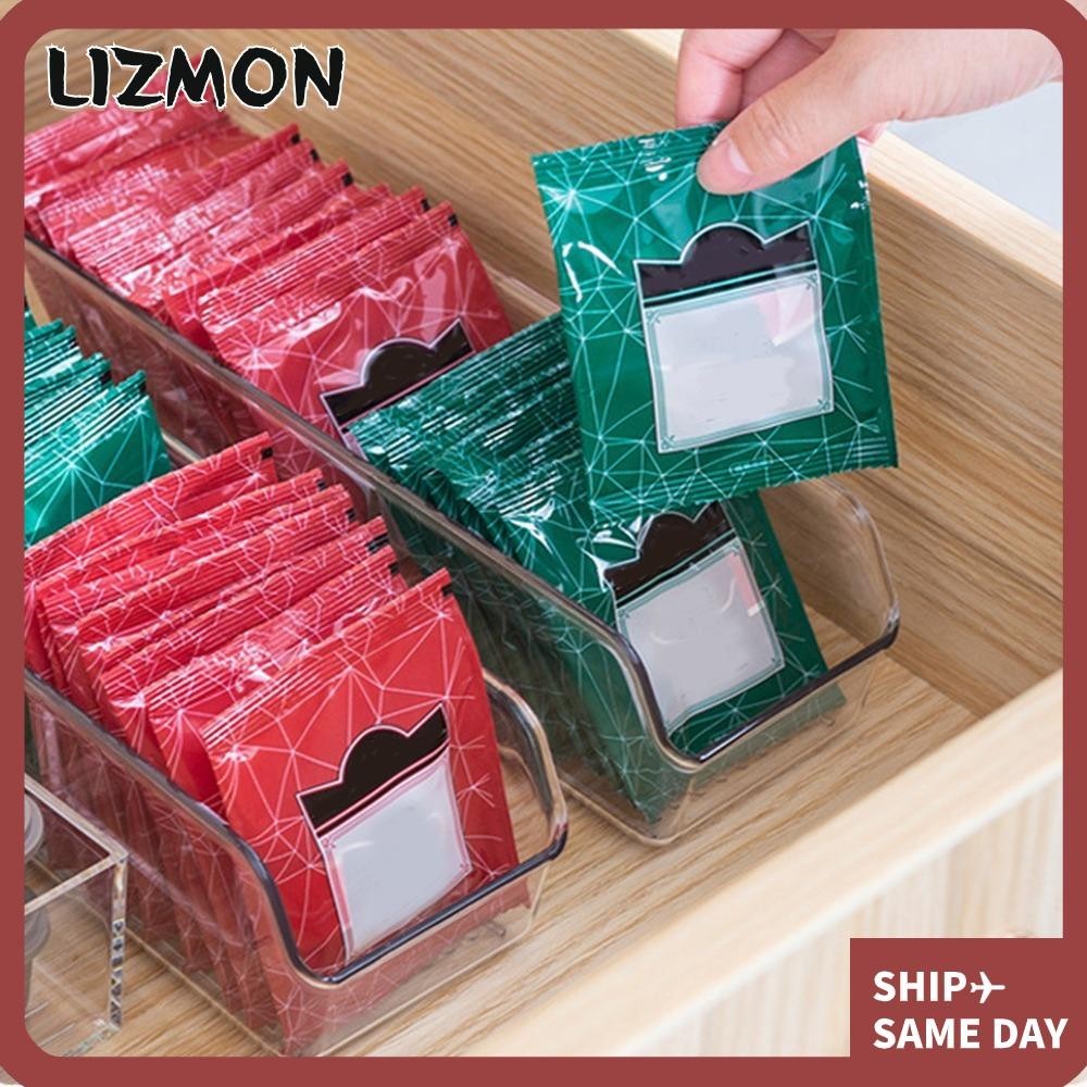 LIZMON Tea Bag Organizer, 2 Divided Section Plastic Tea Bag Holder ...