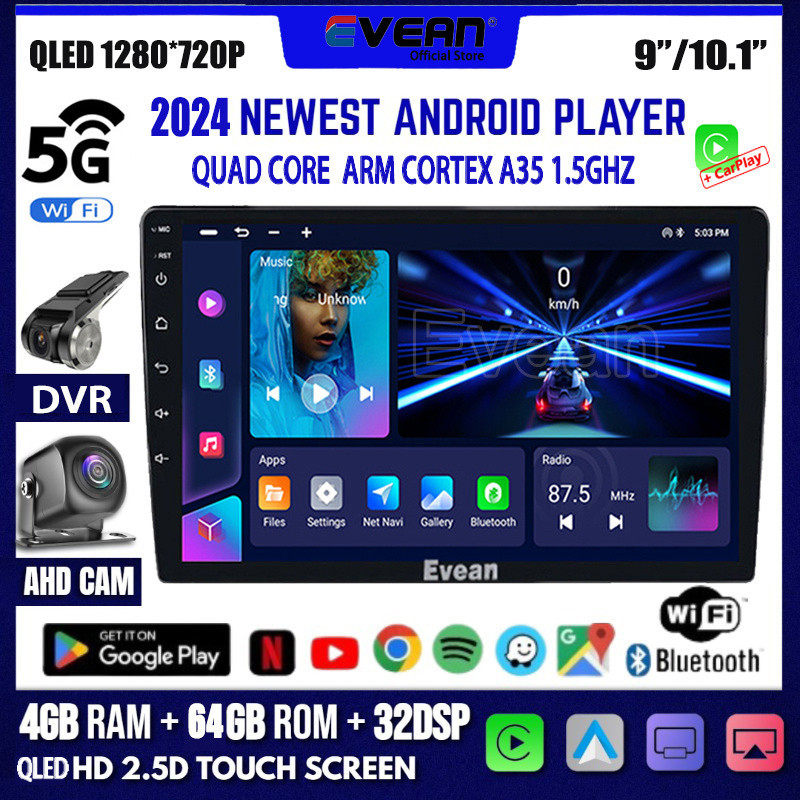 【4GB RAM+64GB ROM】Evean Android Car Player Navigation 9"/10" inch Quad ...