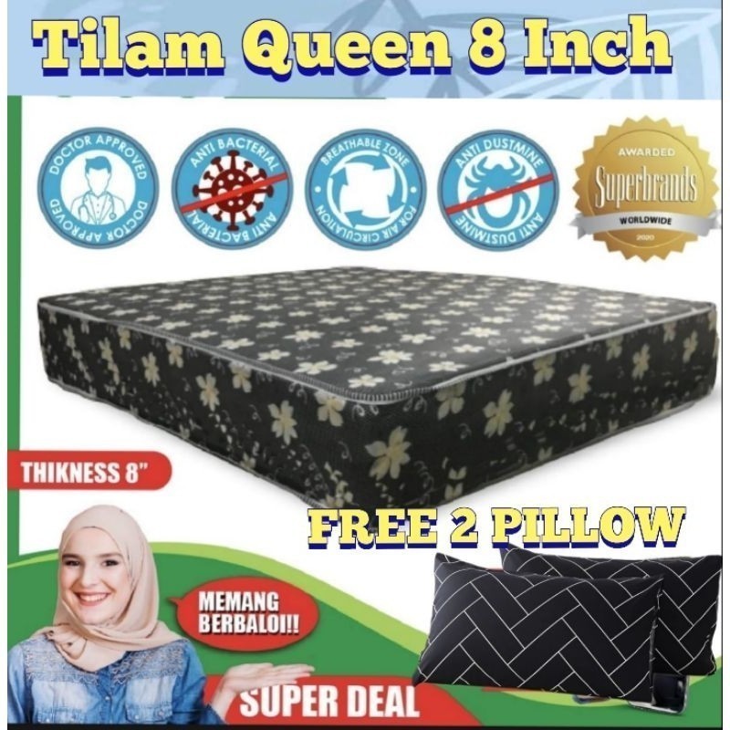 (FREE 2 PILLOW)Queen Foam Mattress 8 Inches / Tilam Kelamin Foam 8 Inci ...