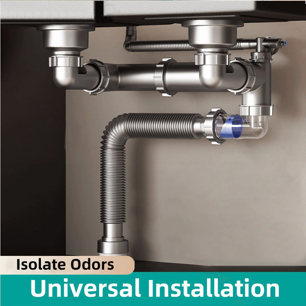 Kitchen Drain Vegetable Sink Downpipe Drainage Fixtures Odor Resistant ...
