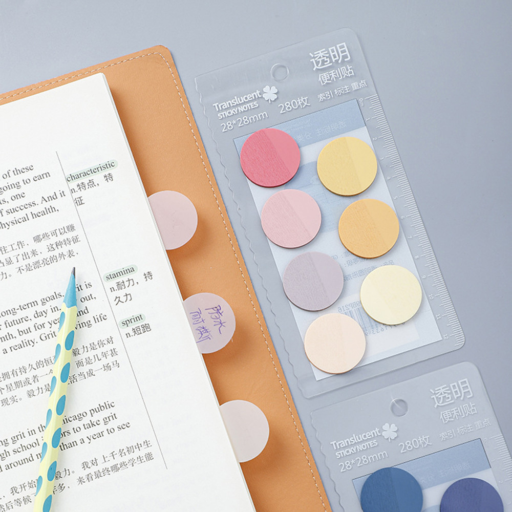 280 Sheets Macaron Color Round Self-adhesive Sticky Note Student ...