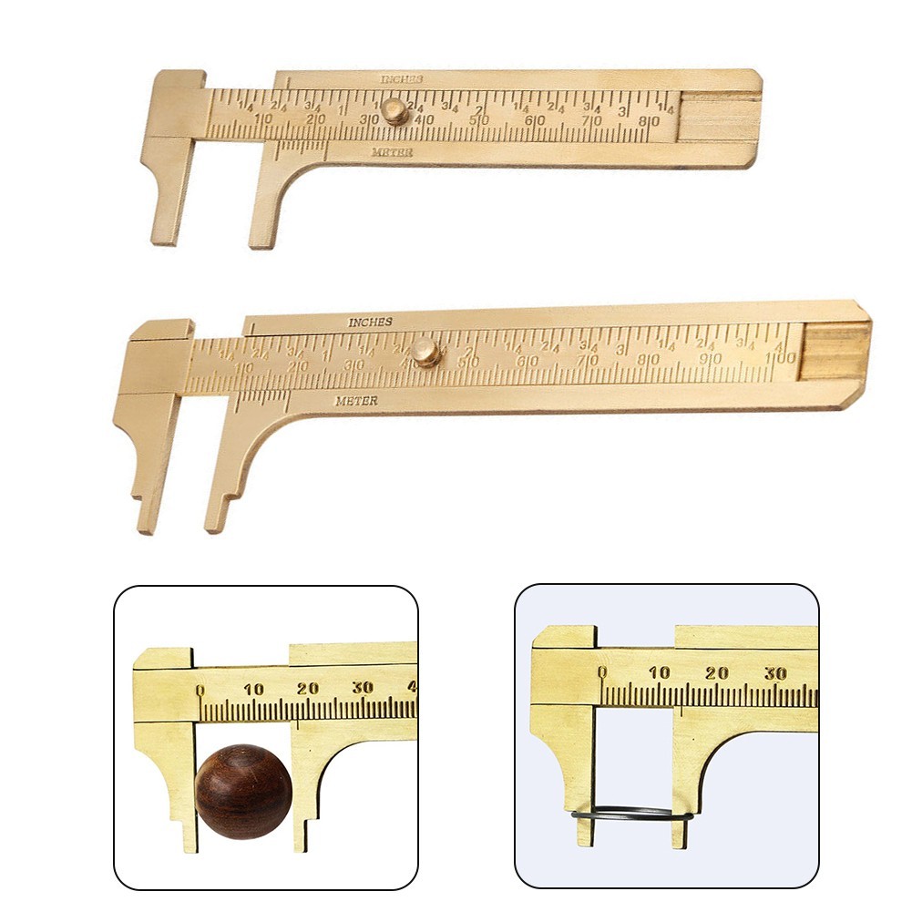 QUMMLL>>Mini Brass Scale 80/100mm Sliding Gauge Vernier Caliper Ruler ...