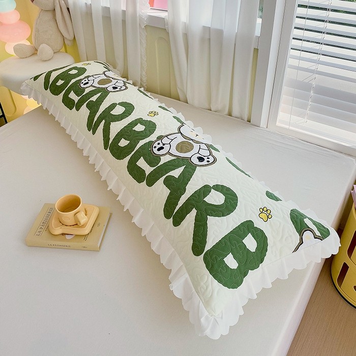 Quilted Long Pillow Case with Lace Body Pillow Cover Double Couple ...