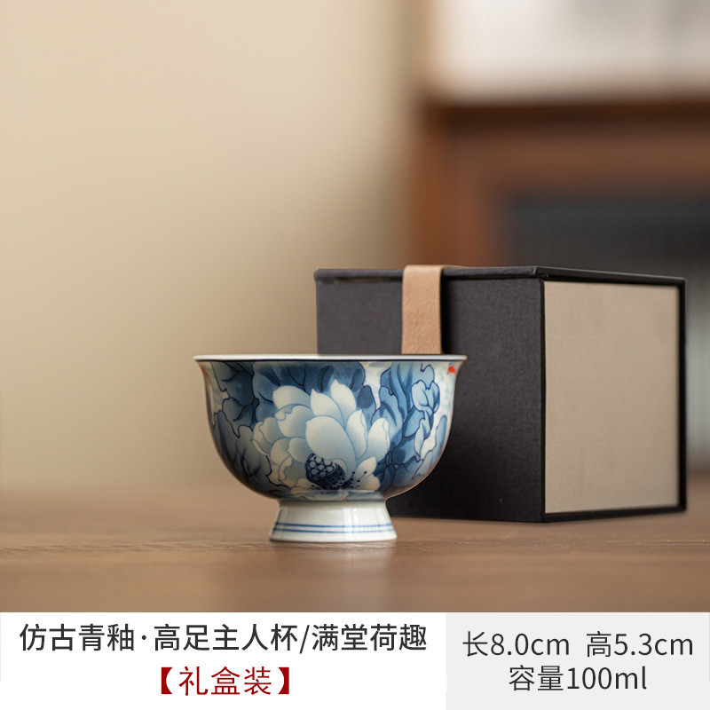 Cawan Induk Biru dan Putih Cawan Tunggal Underglaze Cawan Teh Merah ...