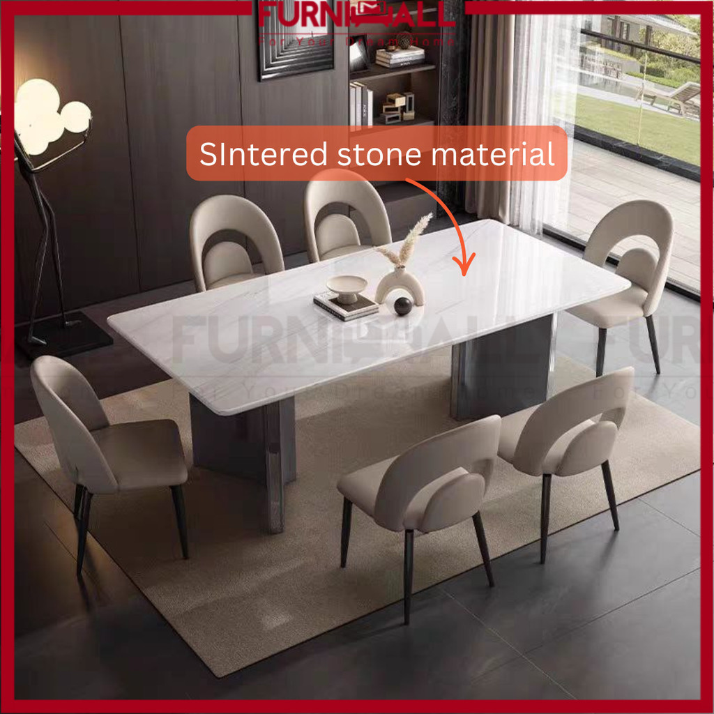 Furnimall Dining Table 岩板餐桌 Sintered Stone Meja Makan Batu Marble ...