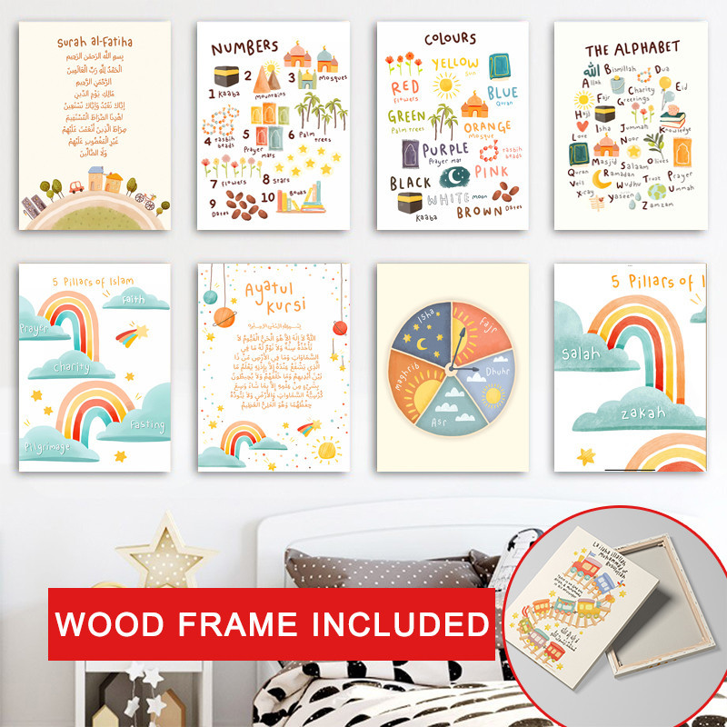 （With Frame） Baby Early Education Canvas Painting Cartoon Letters ...