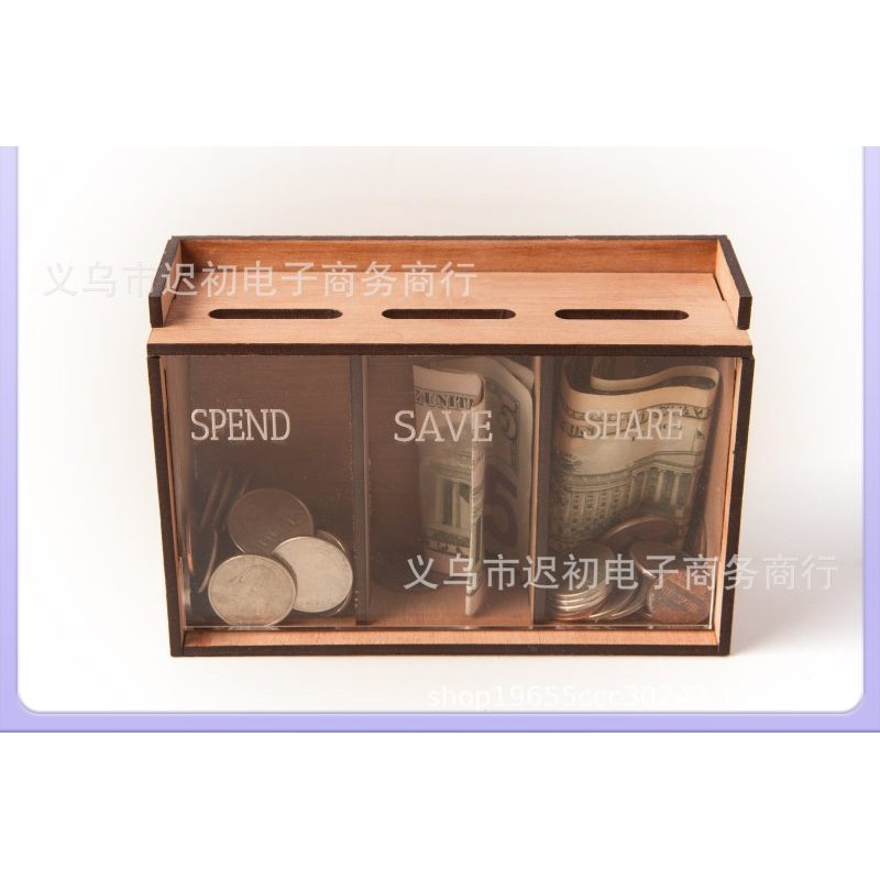 Change Storage Box Giant Piggy Bank Wooden for Kids Decorative Small ...