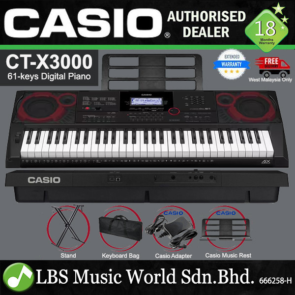 CASIO CT-X3000 61 Key Portable Keyboard Premium Bundle (CTX3000 CTX ...