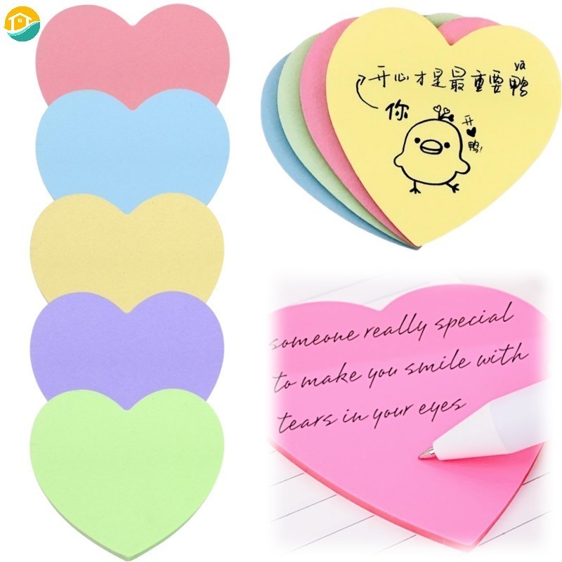 Featured Colorful Love Heart Shaped Sticky Notes Simple Mini Tearable ...