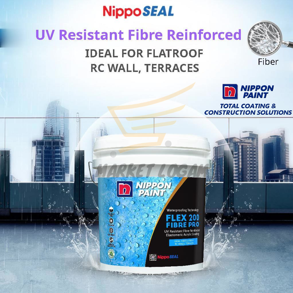 Nippon Waterproofing Technology NippoSEAL Flex 200 Fibre Pro 5kg l Bumbung bocor | Shopee Malaysia