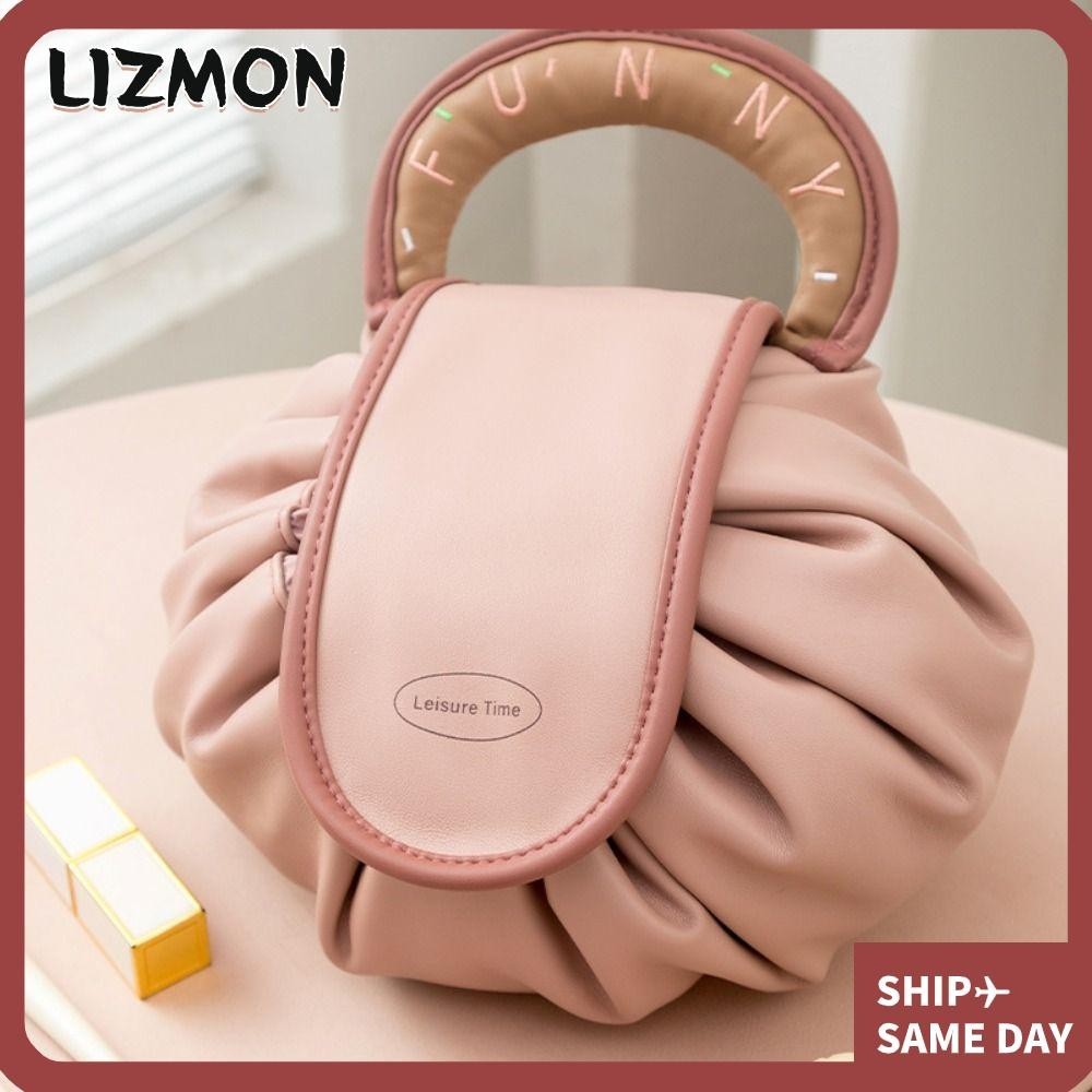 LIZMON Makeup Bag, Storage High Capacity Wash Bag, Portable PU Lazy ...
