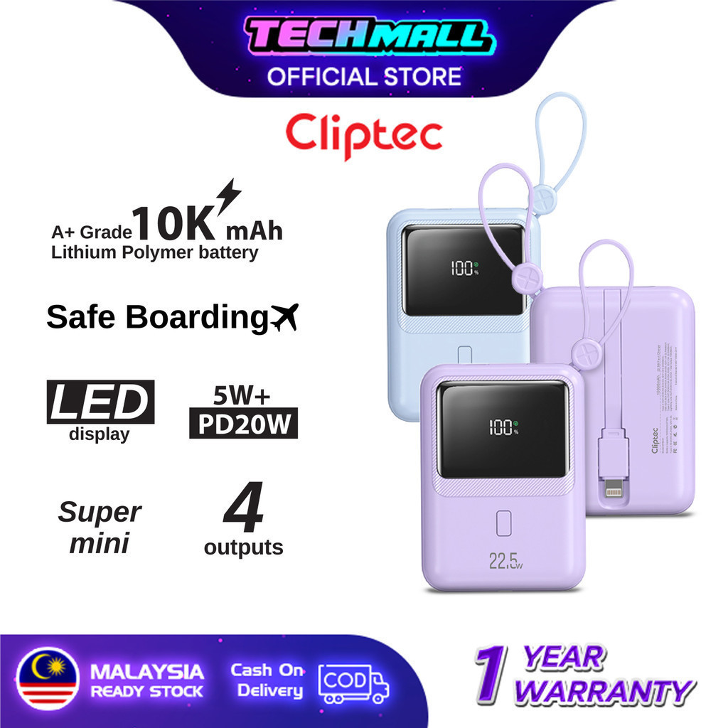 CLIPTEC MPB231 10000MAH 22.5W+PD20W FAST CHARGING MINI POWER BANK W ...