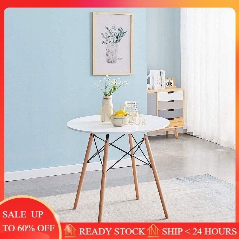 TNT Nordic Style Table Wood Leg Round Dining Tables Coffee Tables/ Meja ...