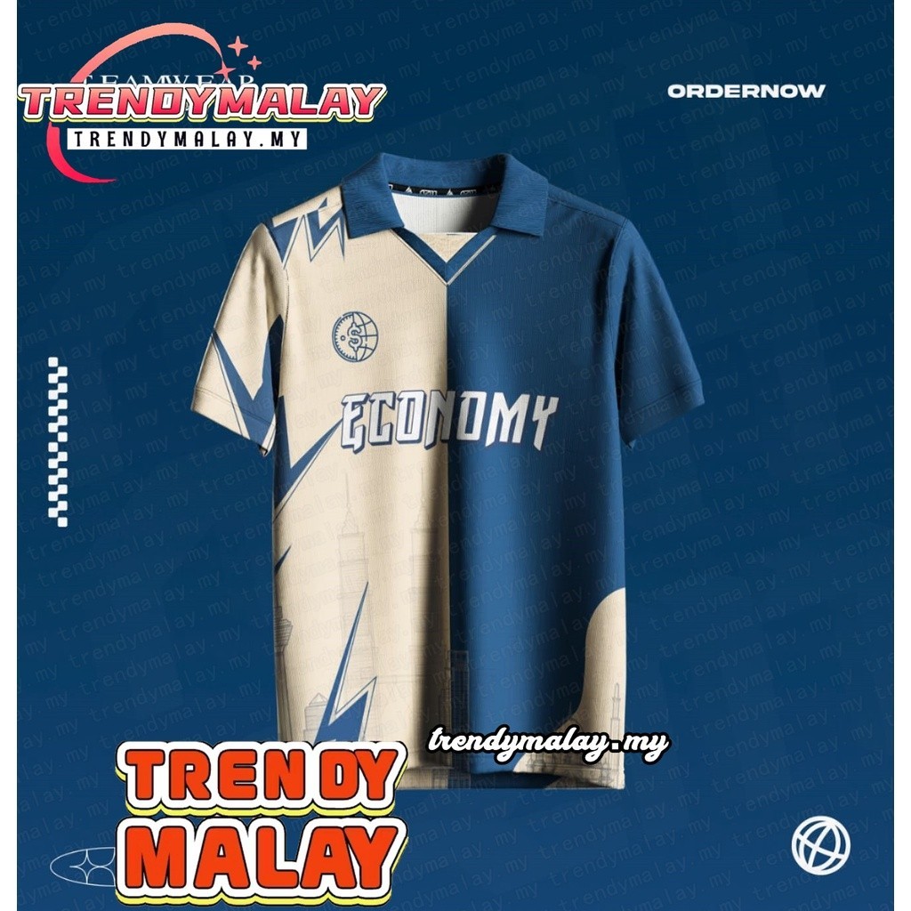ECONOMY Jersey New Design OOTD Murah Retro Collar Jersey Custom Name and Number Baju Kelas Viral ...