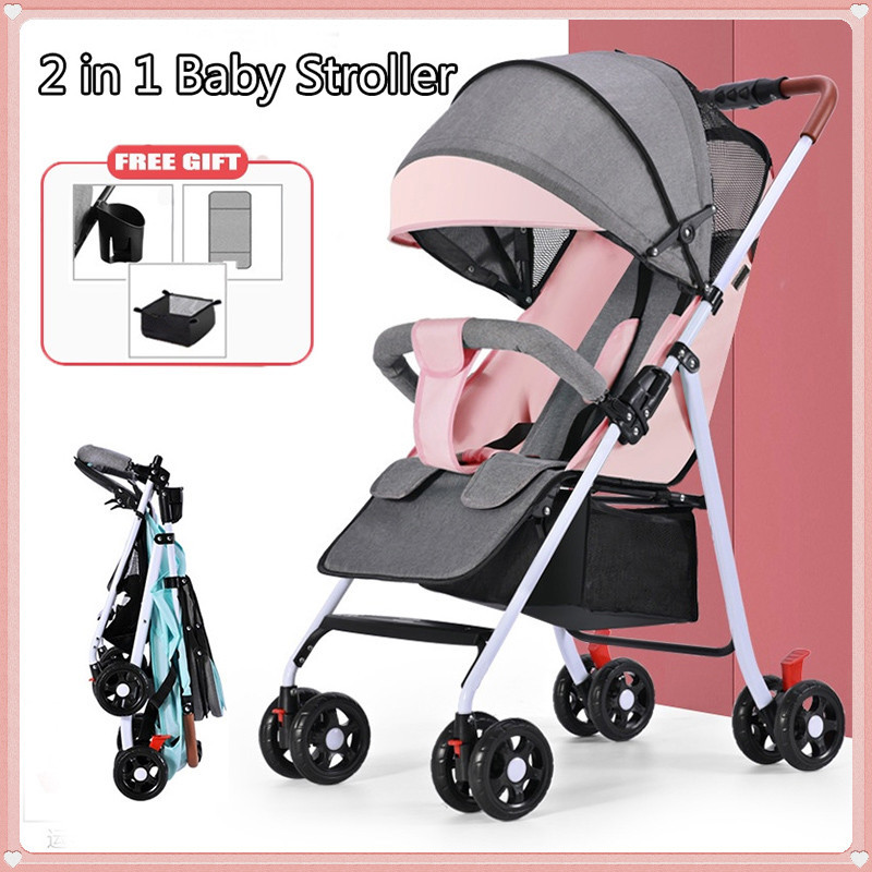 3 IN 1 Portable Baby Stroller Lightweight Stroller Foldable 4 Wheels ...