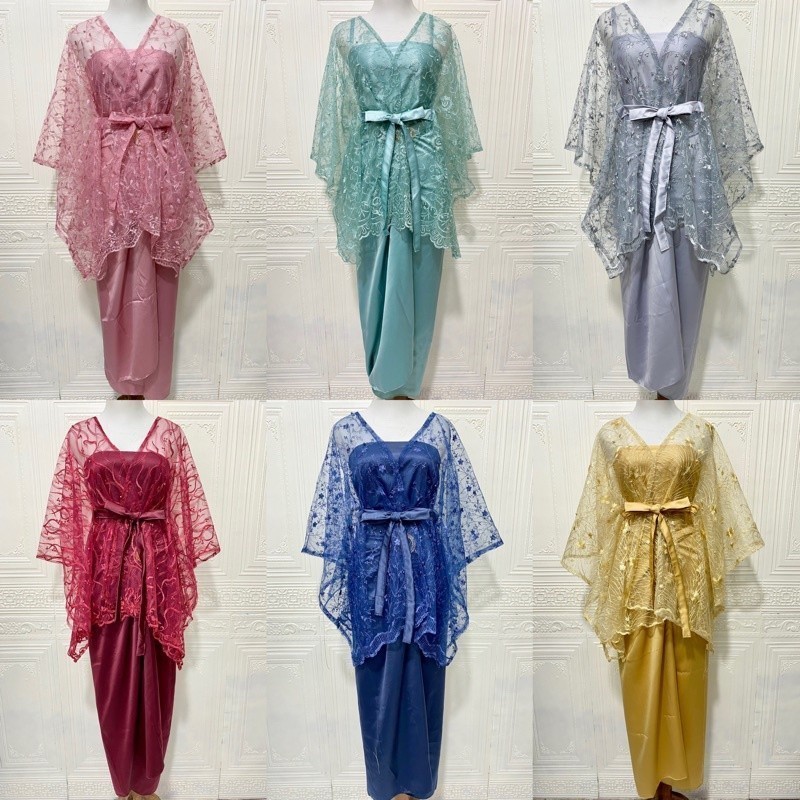 Set kebaya outer tille pita cantik mix satin brukat kondangan wisuda ...