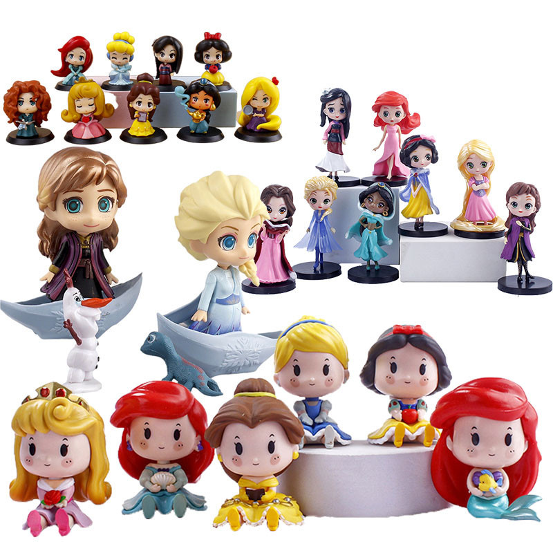 4/6/8/9 Pcs/Set Disney Princess Figure Set Ariel Alice Snow White ...