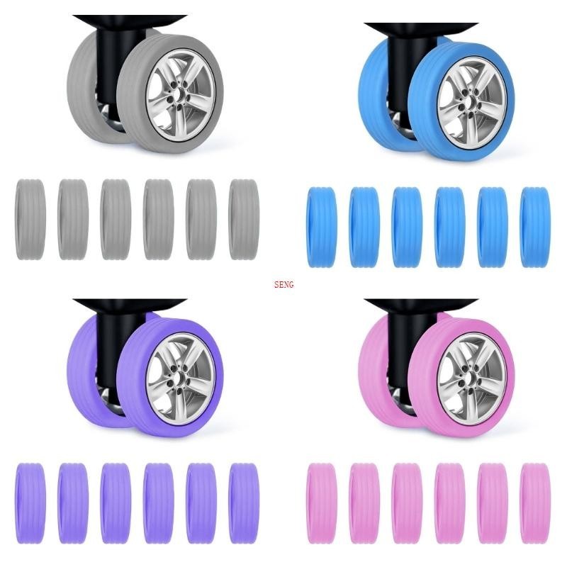 seng 6Pcs Silicone Luggage Wheels Covers Suitcase Wheels Trolley Box ...