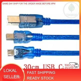 (Ready Stock) 30 CM USB Cable Micro Mini Type B for Nano Mega Leonardo ...