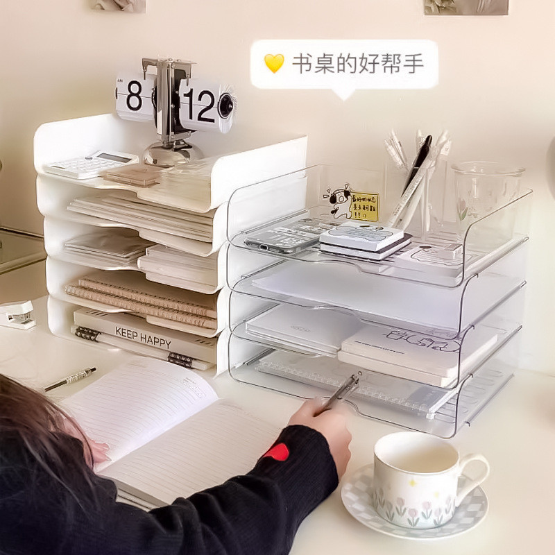 Desktop Stackable Multi-Layer A4 Paper Storage Box Flexible Drawer ...