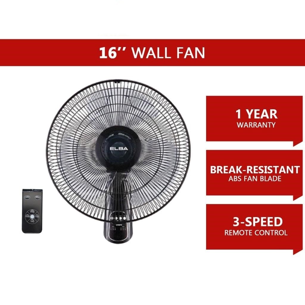 Elba Remote Control Wall Fan (16") EWMF-E1646RC(BK)/| KIPAS DINDING 风扇 ...