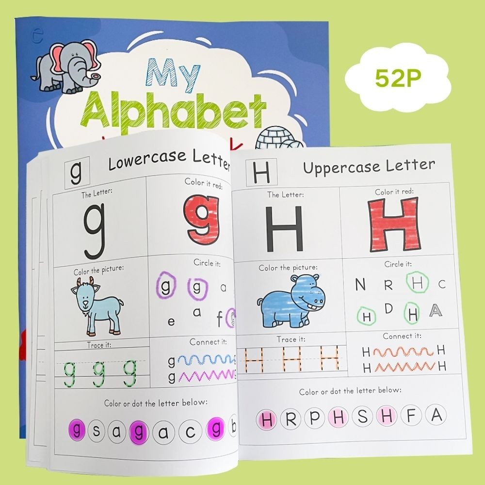 52pages English Workbook for Kids Children Kindergarten 26 Letter A-Z ...