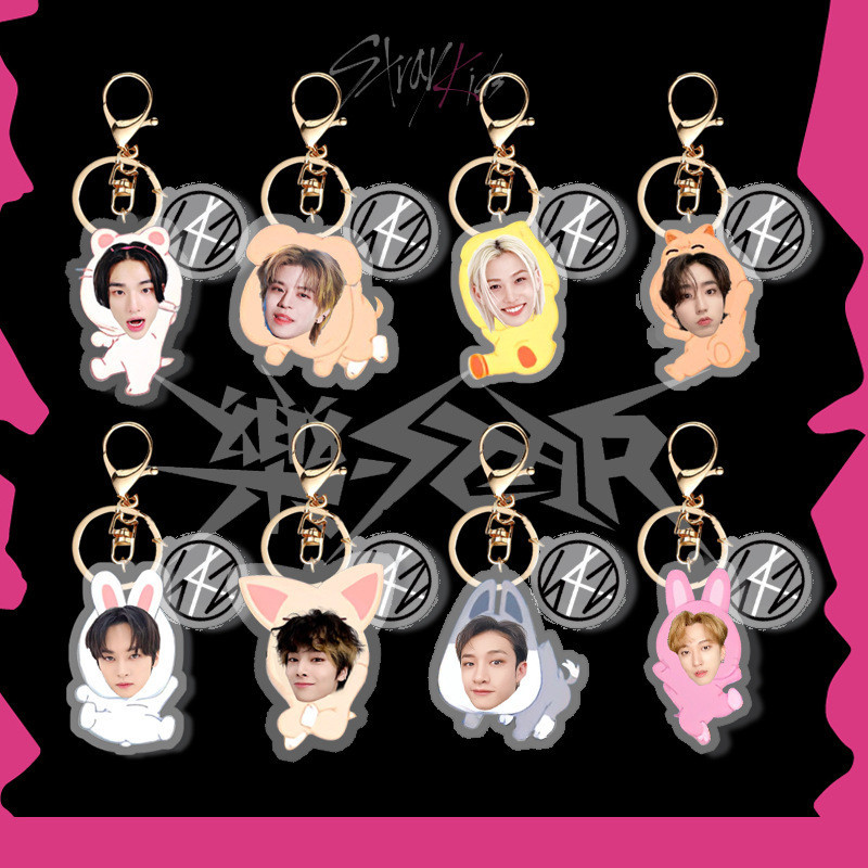 Kpop Stray Kids Cartoon Love Acrylic Bag Keychain Key Pendant Minho ...