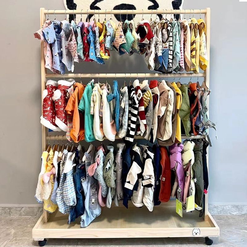 Pet Clothes Hanger Solid Wood Dog Cat Wardrobe Indoor Storage Simple ...