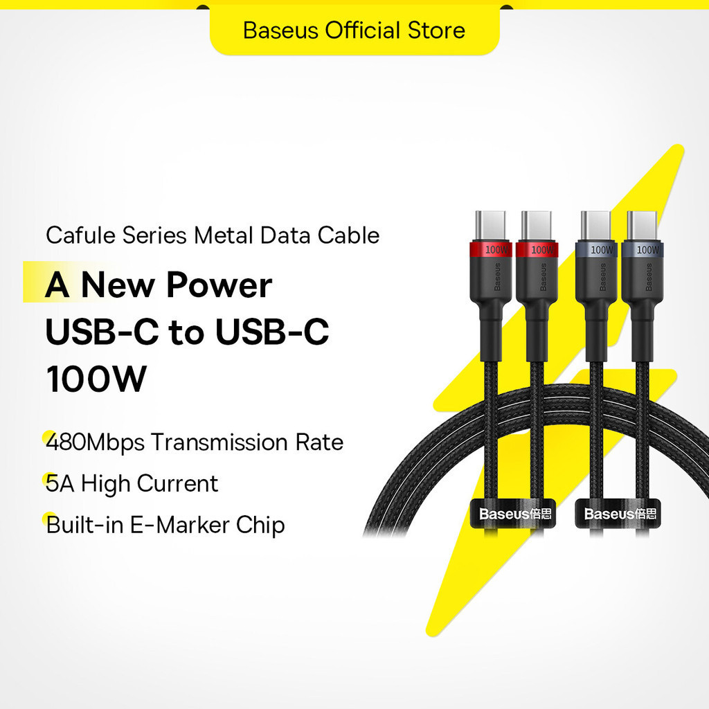 Baseus Kevlar Type-C To Type-C Fast Charging Data Cable (100W/2 Packs ...