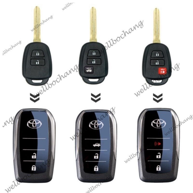 TOYOTA 2 key case, 3 INCLUDING buttons (2015 and later) Innova ...