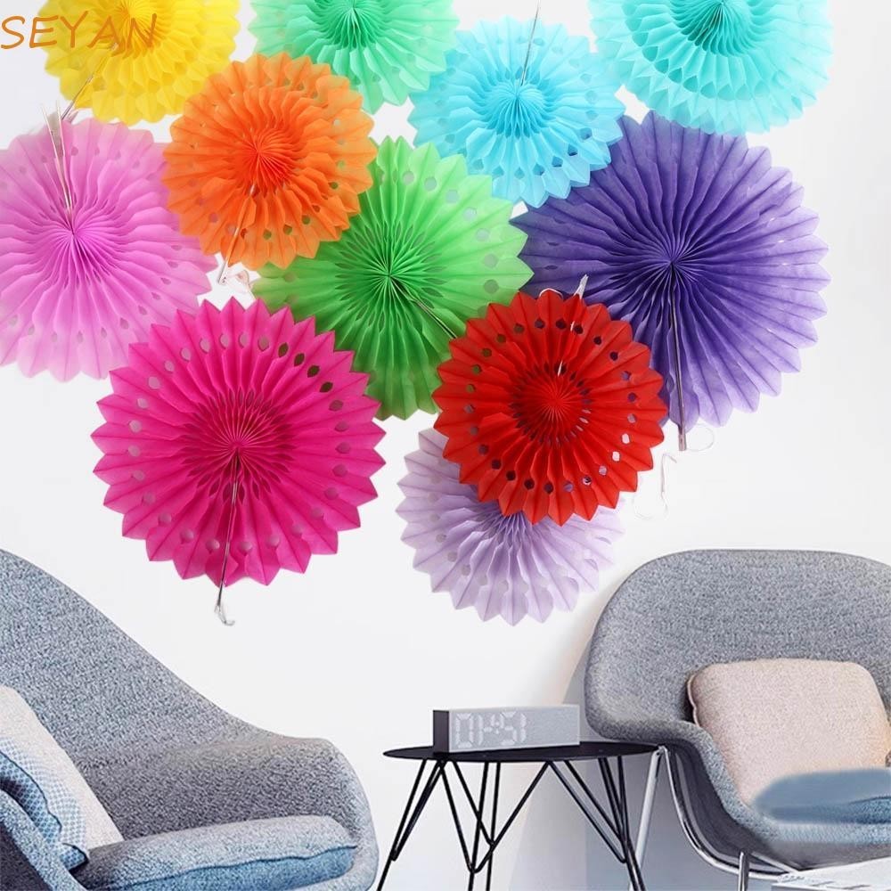 SEYAN Paper Fans Decoration Photo Booth Round Wedding Birthday Flower ...