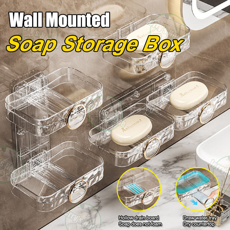 Wall Mounted Soap Holder Soap Drain Box Double Drawer Style Soap Holder ...