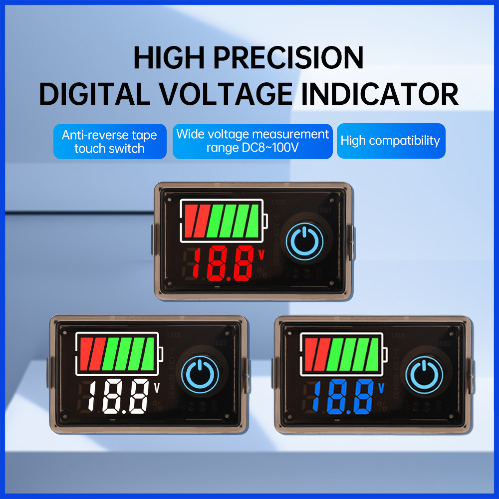 Type-c USB DC8-100V 4829 Car Battery Voltmeter Charge Level Indicator ...