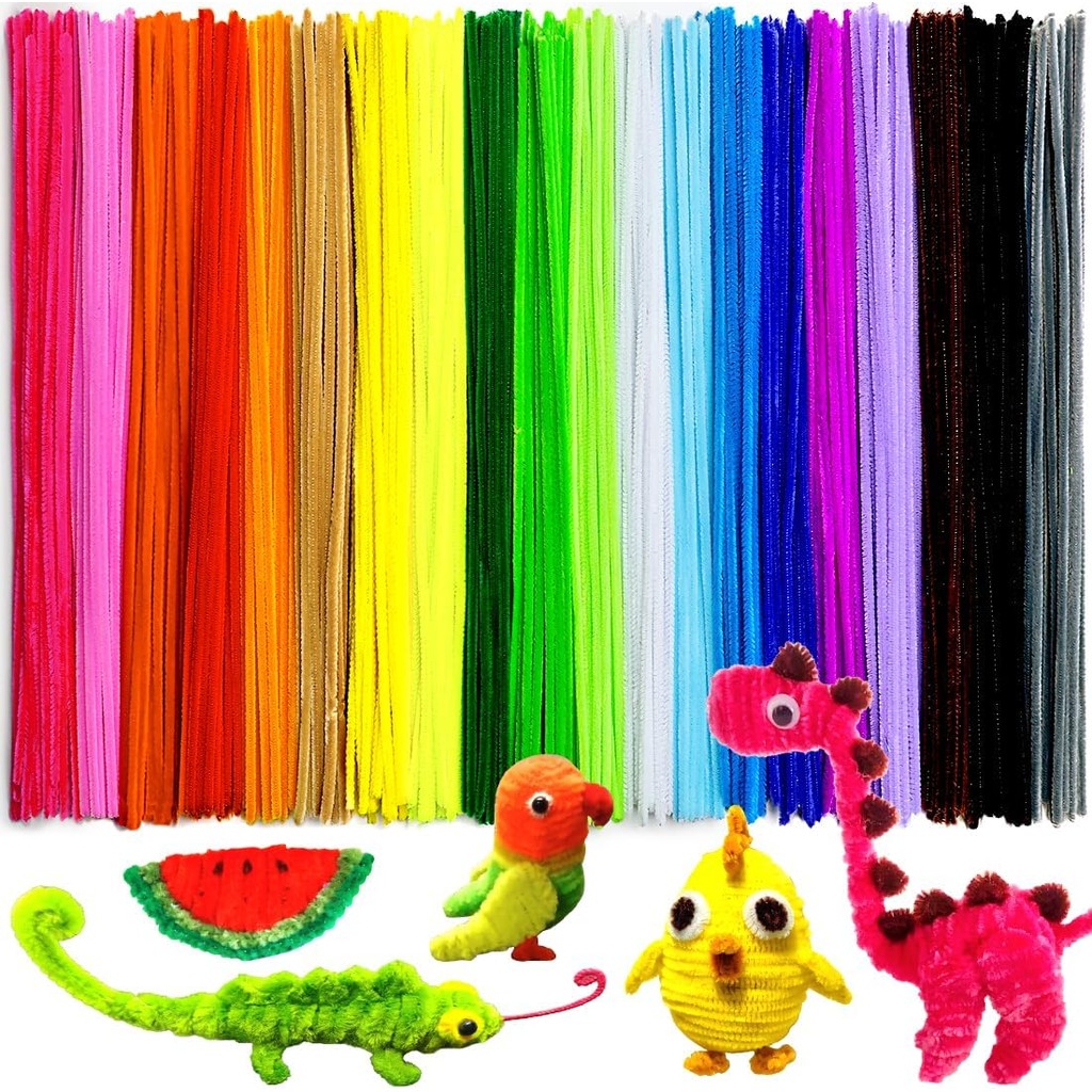 MY Ready Stock 100Pcs Colorful Chenille Stems Pipe Cleaners Assorted ...