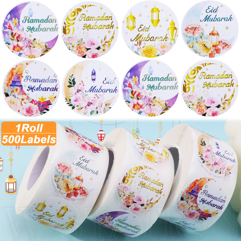 500Pcs/Roll Eid Al Fitr Mubarak Ramadan Stickers - DIY Gift Bag Box ...