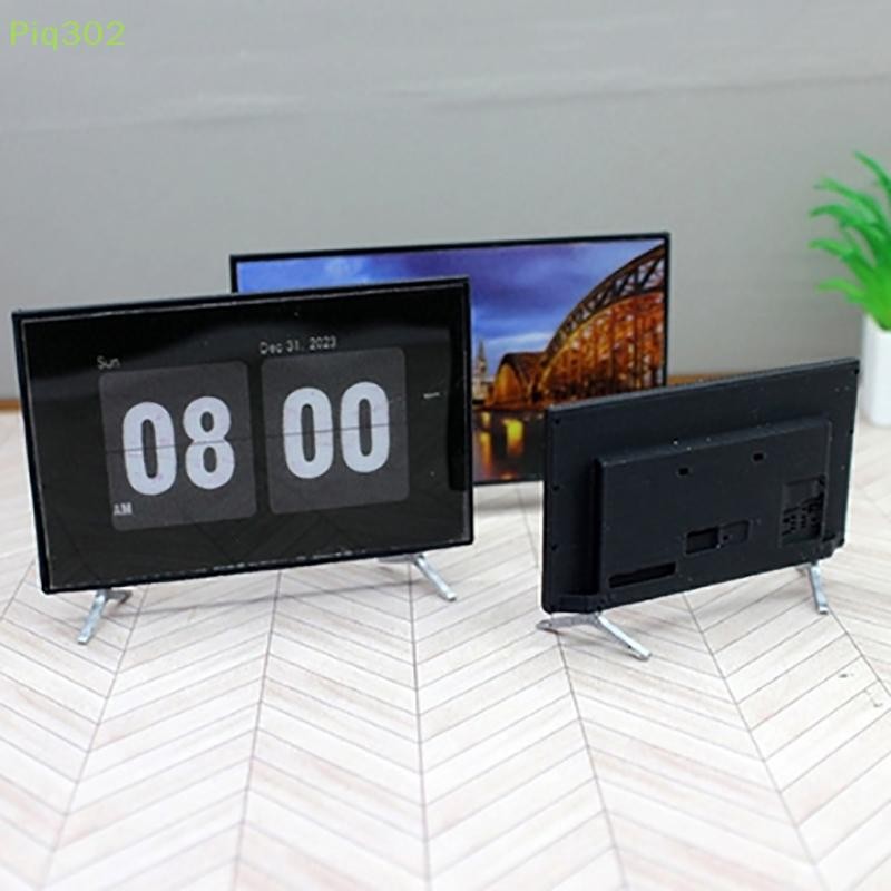 Piq302 1 Piece Dollhouse Miniature DIY Wide Screen Television With Base ...