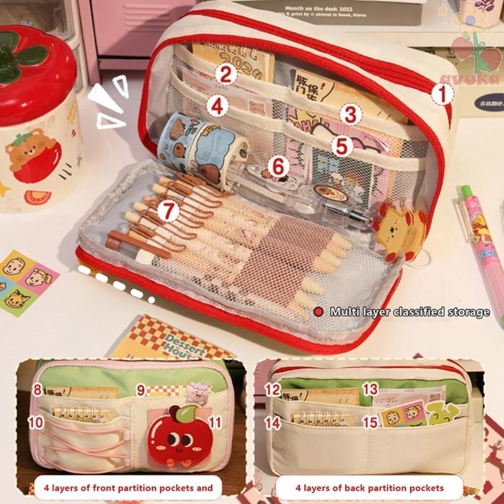 AVUKA Cute Girls Pencil Case, Animal Aesthetic Kawaii School Cases Pouch, Stationery Holder Bag ...