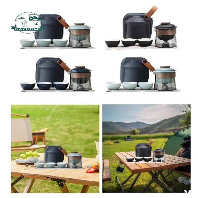 [Garende] Japanese Travel Tea Set Small with Storage Case 1 Pot and 3 ...
