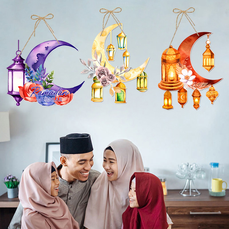 Hari Raya Moon Door Pendant Eid Mubarak Castle Pattern Hanging Ornament ...