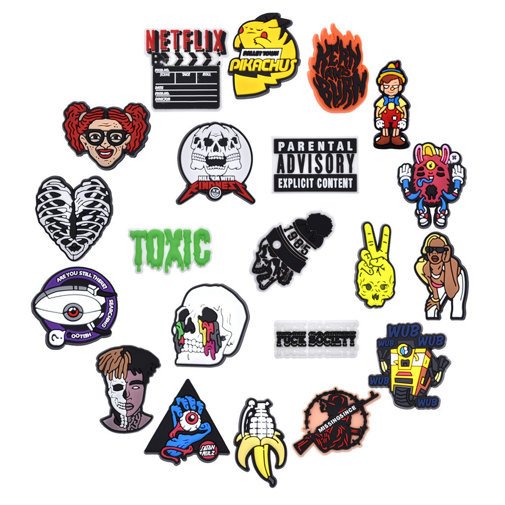 Cartoon Human Skeleton Jibbits for Crocs Pikachu Jibits Croc Gesture ...