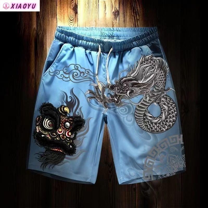Lion Dragon Shorts Men Cool Printed Slim-Fit Pants 2025 | Shopee Malaysia
